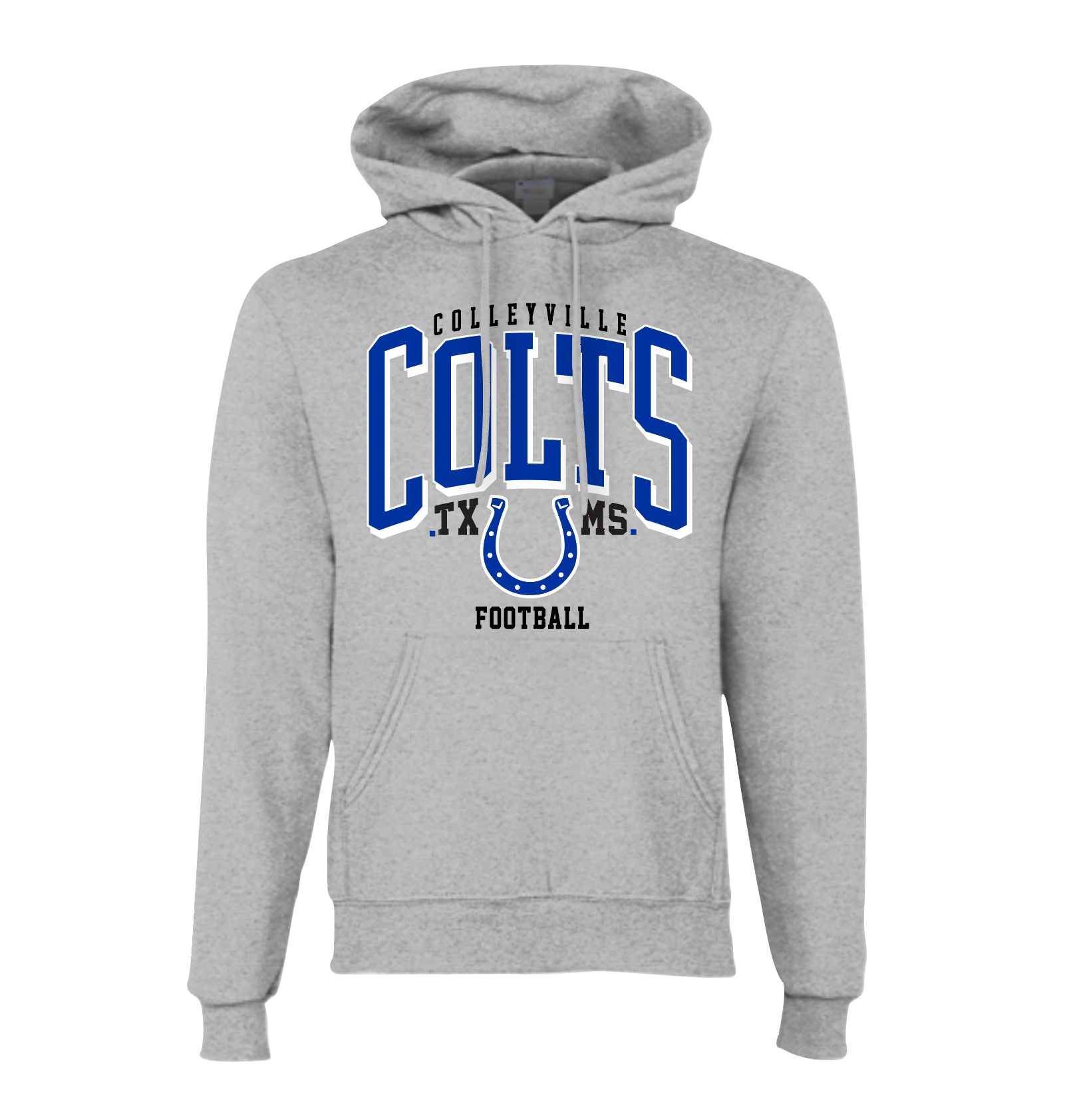 CMS Football Pullover Hoodie by Champion in Grey Htr – Colleyville Colts