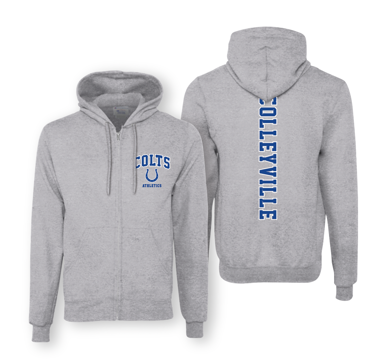 CMS Athletics Full-Zip Hoodie by Champion in Grey Htr – Colleyville Colts