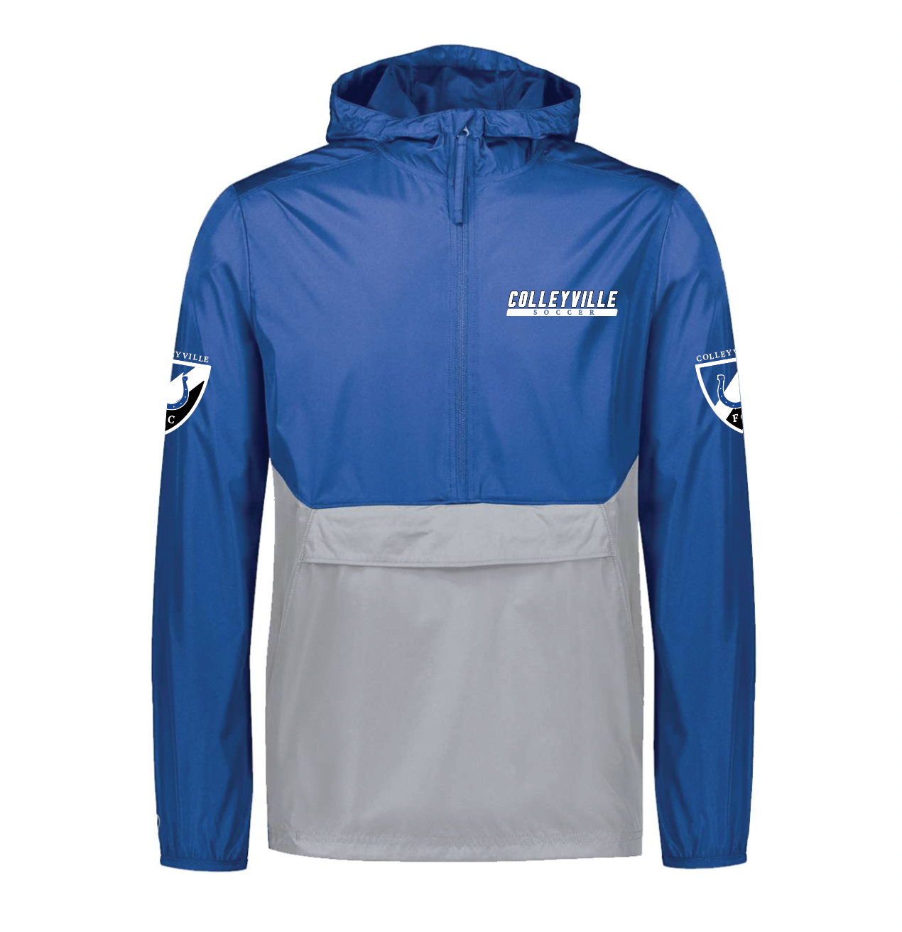 CMS Soccer Packable 1/2 Zip Windbreaker (Water-resistant) in Blue/Grey ...